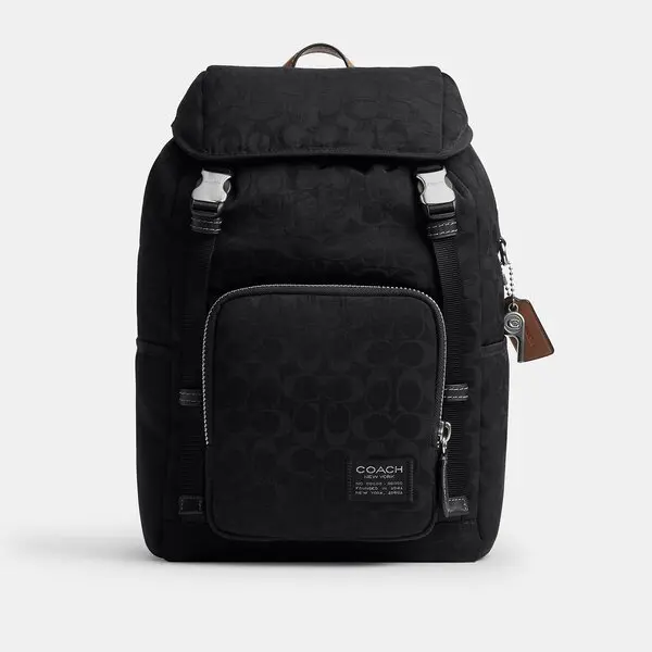 COACH Logan Backpack In Signature Nylon - Black
