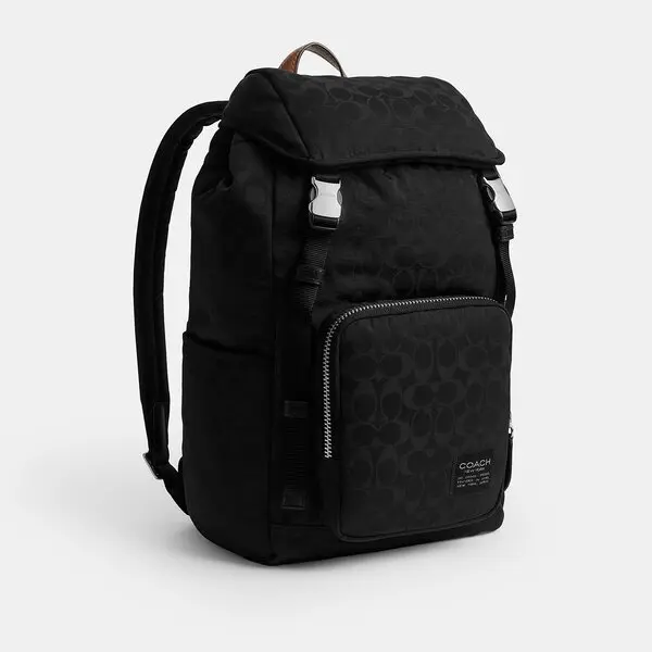 COACH Logan Backpack In Signature Nylon - Black