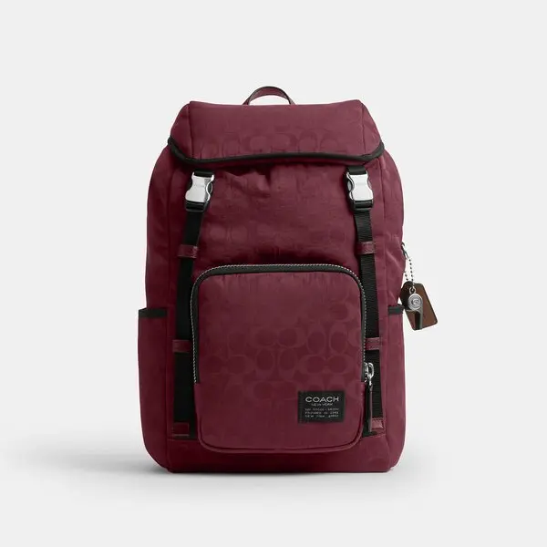 COACH Logan Backpack In Signature Nylon - Light Maroon