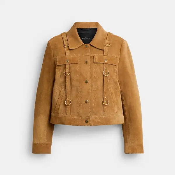 COACH X Brain Dead Suede Cropped Jacket With Charms