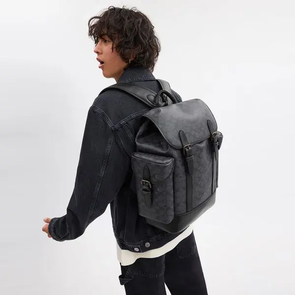 COACH Hitch Backpack In Signature Canvas - Charcoal