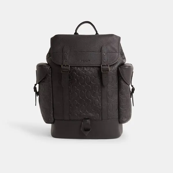 COACH Restored Hitch Backpack In Signature Leather - Black