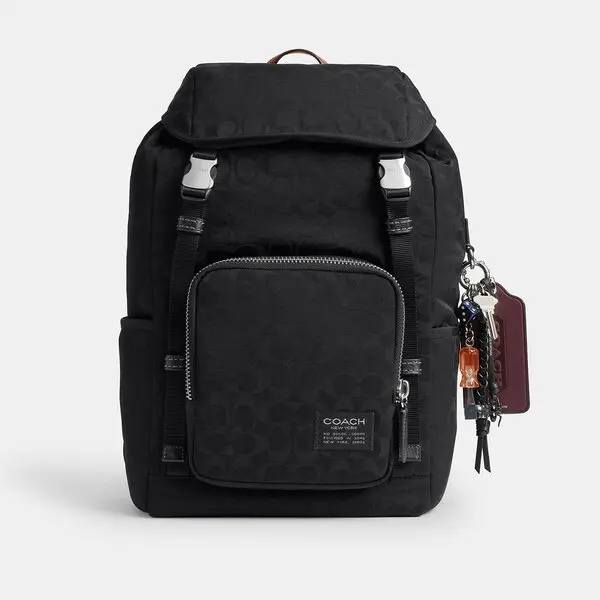 COACH Logan Backpack In Signature Nylon With Charms
