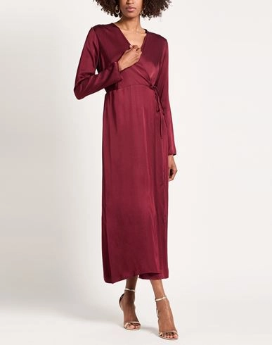 HOPE SKY Burgundy Viscose Wrap Maxi Dress