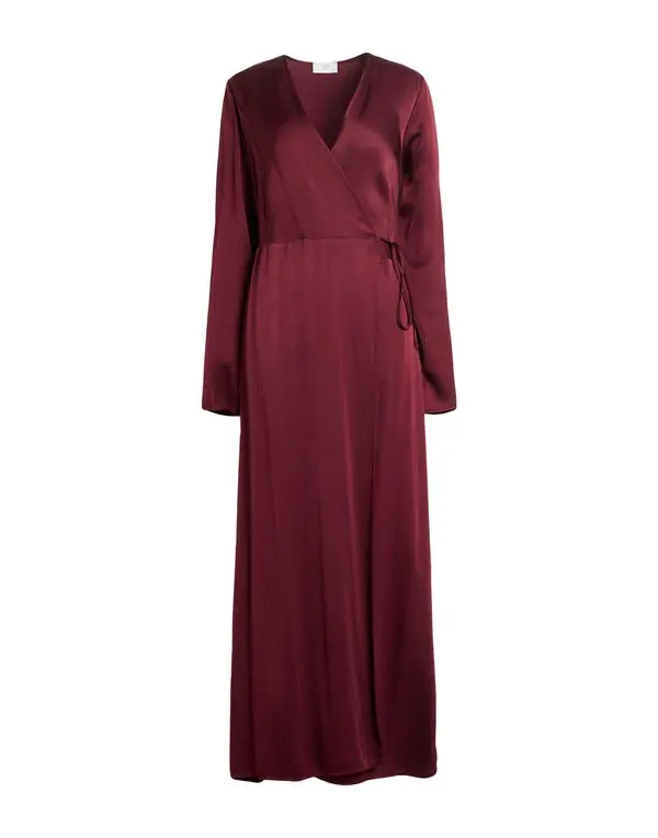 HOPE SKY Burgundy Viscose Wrap Maxi Dress