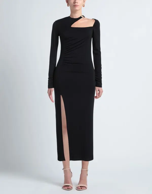 DONDUP Long Sleeve Maxi Dress With Metal Application And Slit