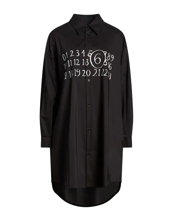 MAISON MARGIELA Cotton And Polyester Midi Shirt Dress With Logo Print