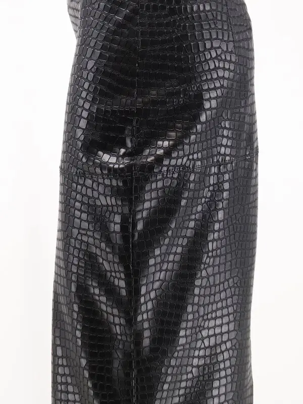 NUDE Faux Leather Embossed Croc Print Midi Skirt