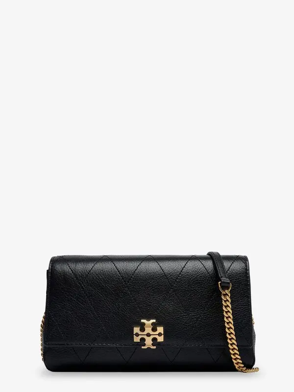 Tory Burch Charlie Quilted Chain Wallet Leather Crossbody Bag - Black