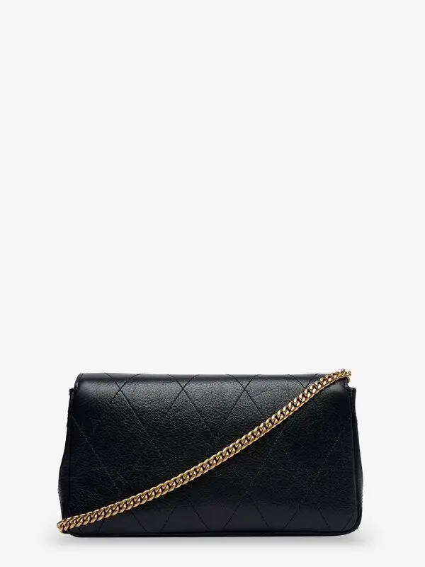 Tory Burch Charlie Quilted Chain Wallet Leather Crossbody Bag - Black