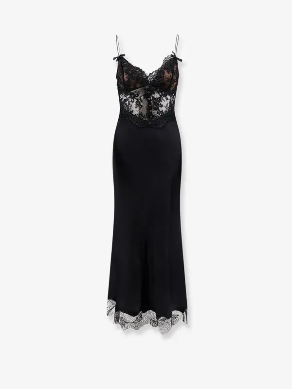 SELF-PORTRAIT Satin Dress With Lace Profiles