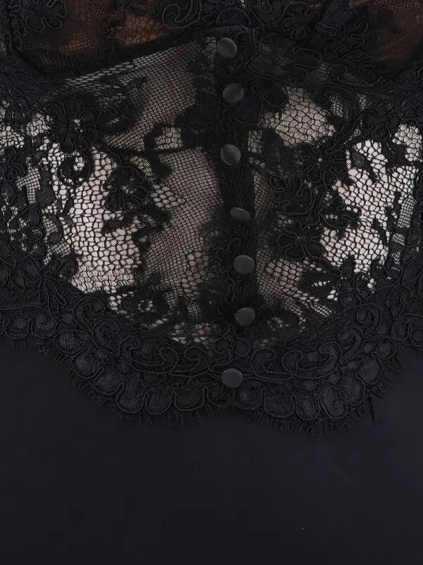 SELF-PORTRAIT Satin Dress With Lace Profiles