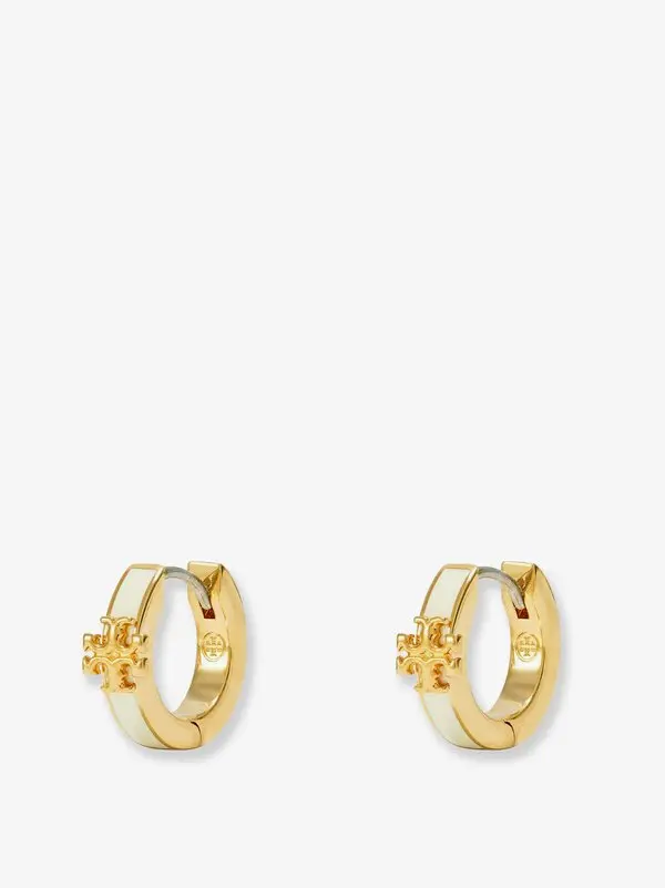 Tory Burch Icon Enamel Huggie Earrings - Gold