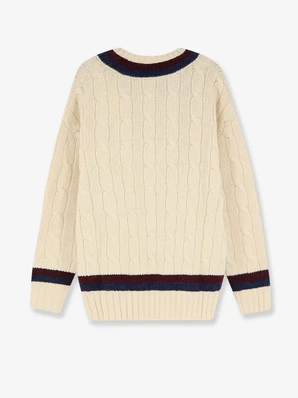 Zimmermann Valiant Cable Knit Wool Sweater With Contrast Trim - Beige