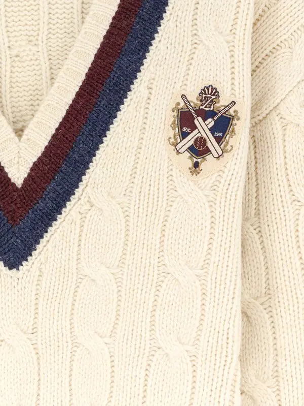 Zimmermann Valiant Cable Knit Wool Sweater With Contrast Trim - Beige