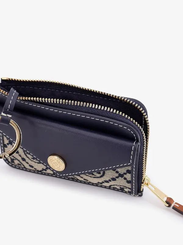 Tory Burch T Monogram Envelope Zip Card Case Wallet - Blue
