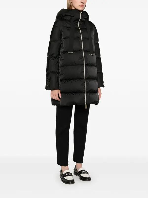 Herno A-shape Down Jacket With Satin Finish And Hood - Black