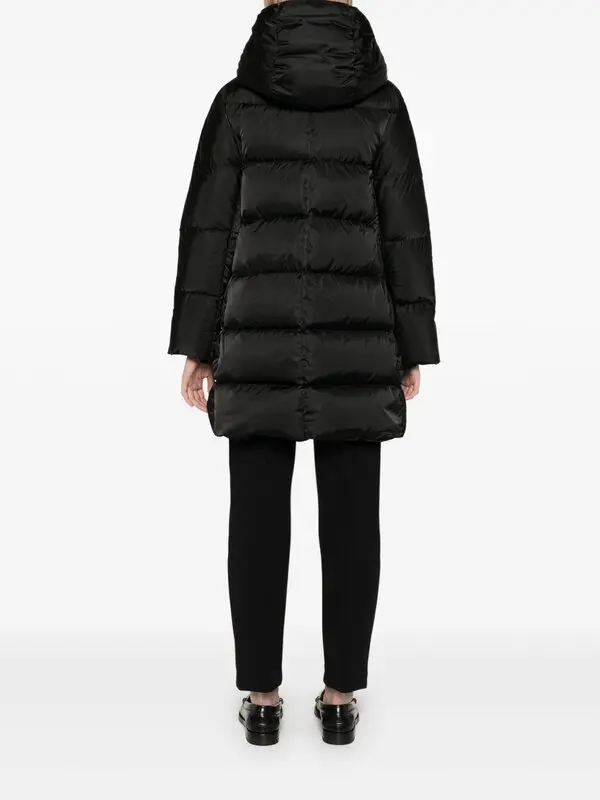 Herno A-shape Down Jacket With Satin Finish And Hood - Black