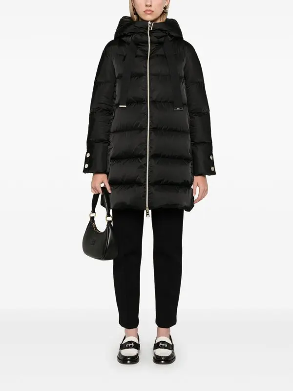 Herno A-shape Down Jacket With Satin Finish And Hood - Black
