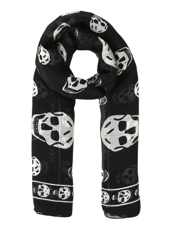 Alexander McQueen Classic Skull-print Silk Scarf - Black