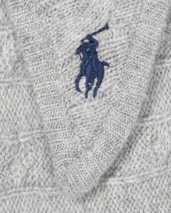 Polo Ralph Lauren Cable Knit Wool & Cashmere Triangle Scarf - Soft Grey