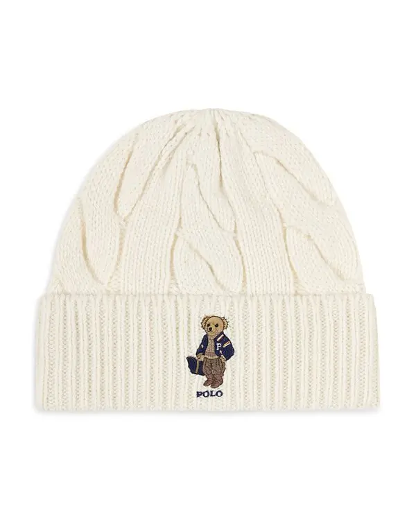 Polo Ralph Lauren Bear Cable Knit Beanie - Cream