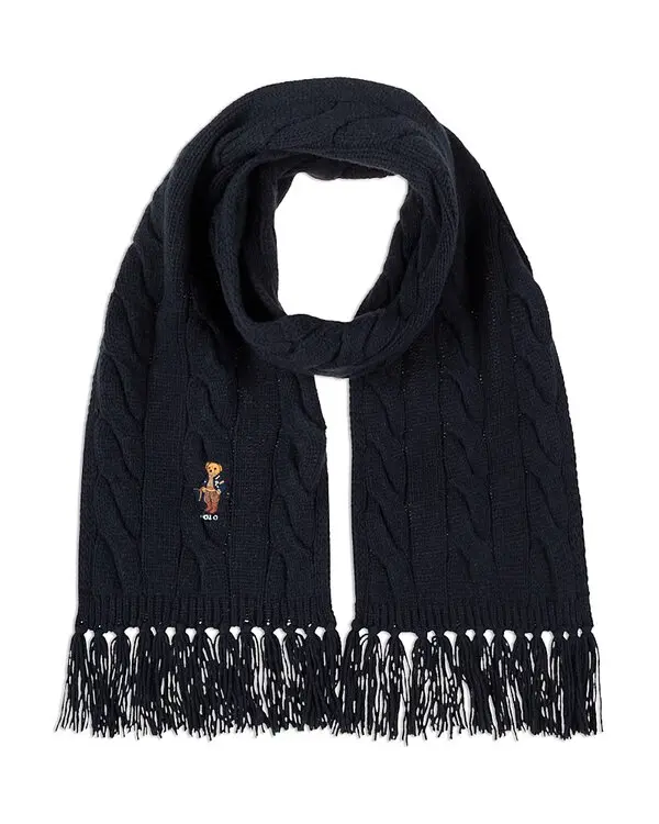 Polo Ralph Lauren Bear Cable Knit Scarf - Navy