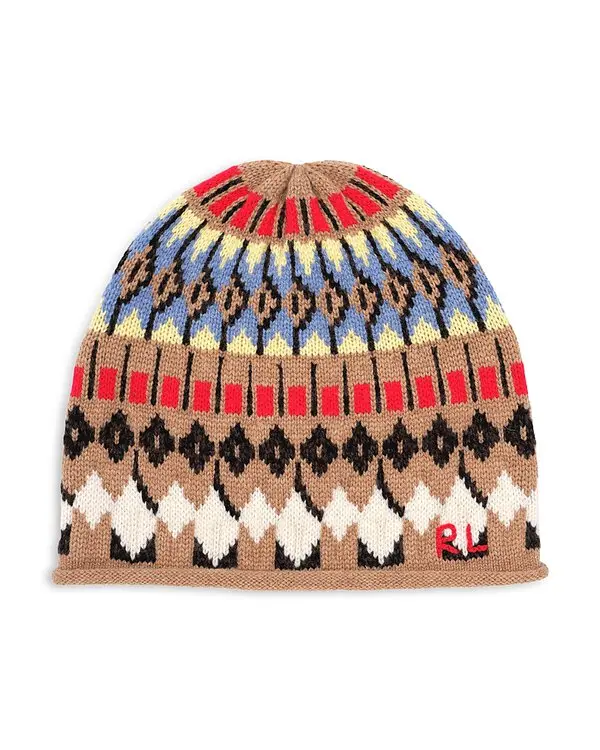 Polo Ralph Lauren Chunky Knit Fair Isle Beanie - Camel