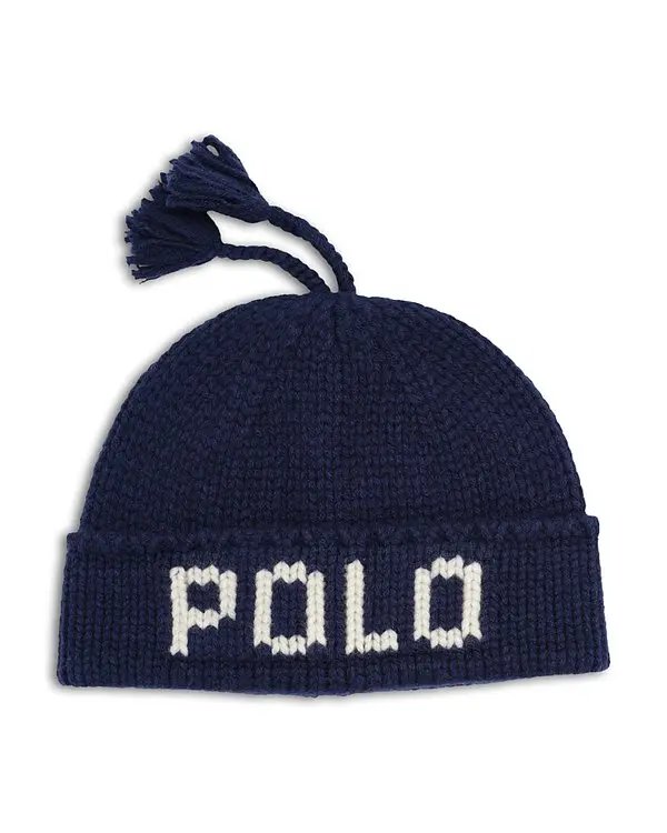 Polo Ralph Lauren Knit Wool Beanie With Logo Detail - Navy/cream
