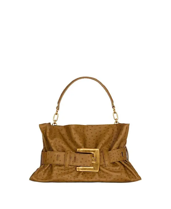 Balmain Medium Anthem Bag In Embossed Calfskin - Brown