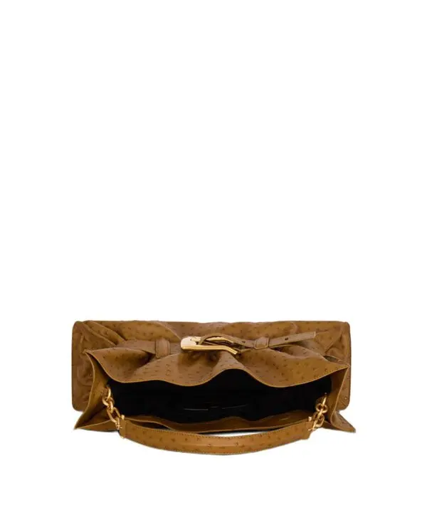 Balmain Medium Anthem Bag In Embossed Calfskin - Brown
