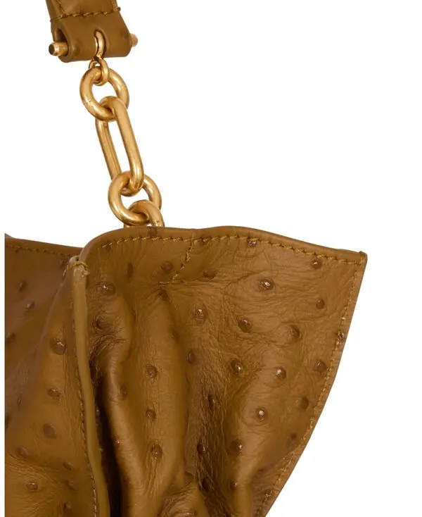 Balmain Medium Anthem Bag In Embossed Calfskin - Brown