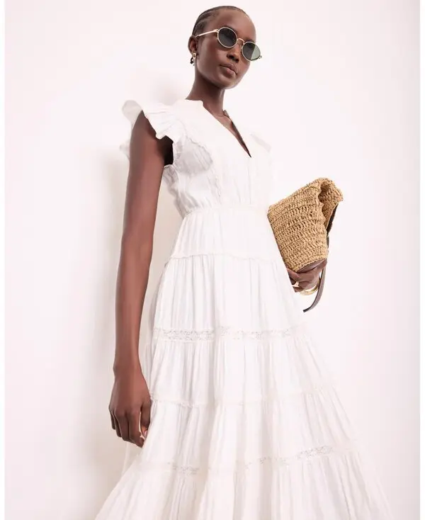 Mint Velvet Cotton Cheesecloth Tiered Maxi Dress