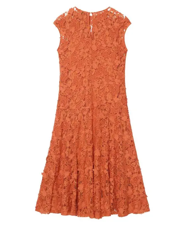 Mint Velvet Sleeveless Applique Lace Midi Dress - Orange