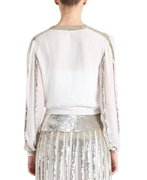 TEMPERLEY LONDON Filigree Embellished Blouse - Silver