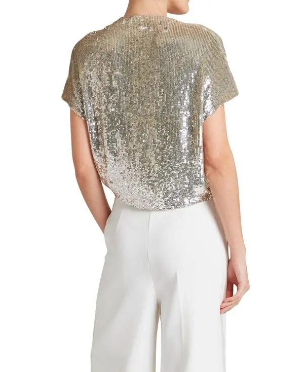 TEMPERLEY LONDON Cropped Sequin Jacket With Tie Waist - Silver