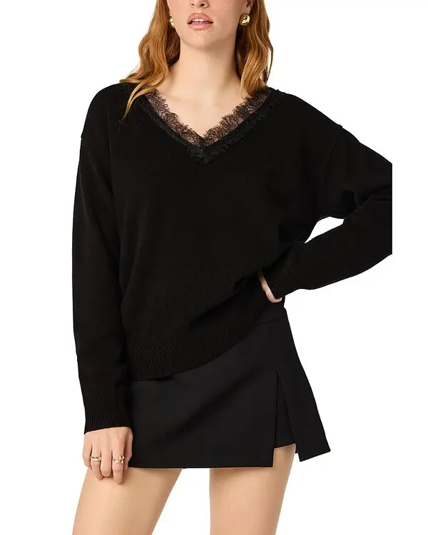 Astr The Label Wool V-neck Sweater - Black