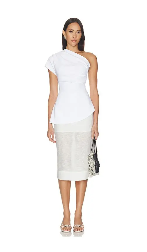 THE GARMENT Glam Asymmetric Tee In Ivory