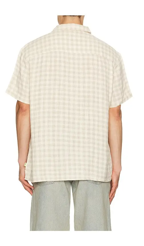 DUVIN DESIGN Textured Cotton Button Up Shirt In Brown