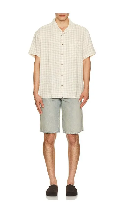 DUVIN DESIGN Textured Cotton Button Up Shirt In Brown