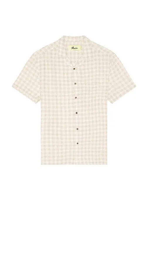 DUVIN DESIGN Textured Cotton Button Up Shirt In Brown
