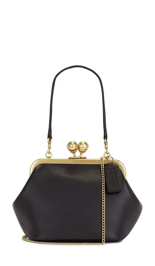 COACH Glovetanned Leather Kisslock Frame Bag - Black