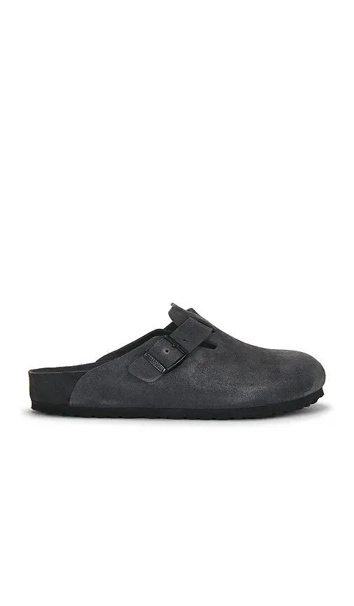 BIRKENSTOCK Boston Exquisite Suede Clogs - Charcoal