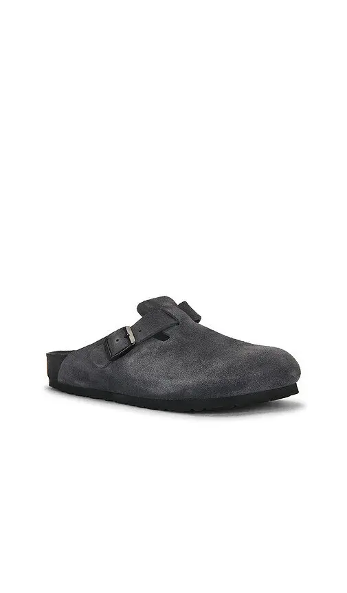 BIRKENSTOCK Boston Exquisite Suede Clogs - Charcoal