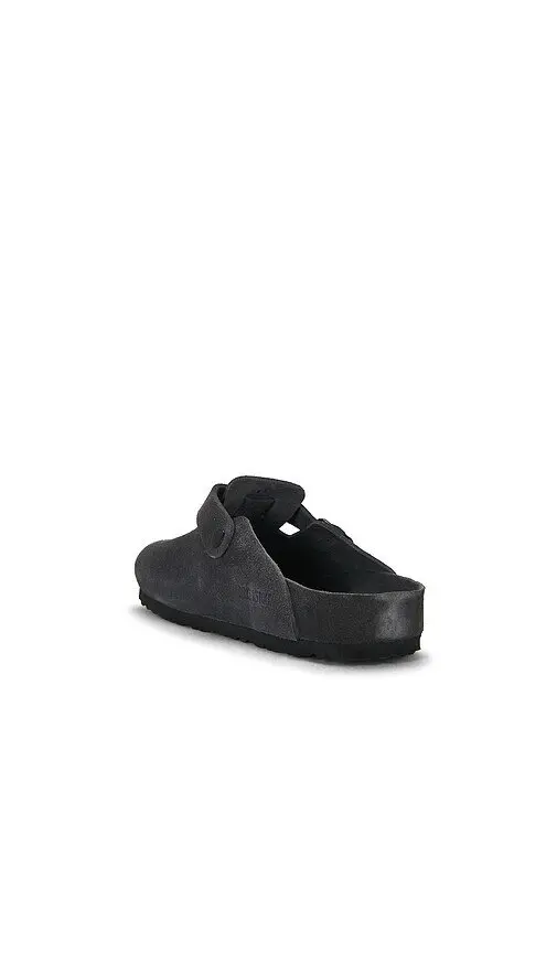 BIRKENSTOCK Boston Exquisite Suede Clogs - Charcoal