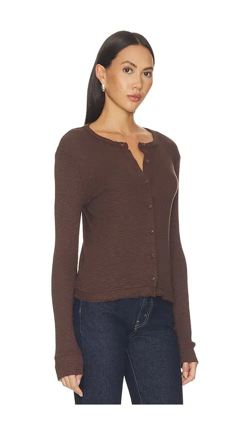 BOBI Ruffle Cardigan In Brown