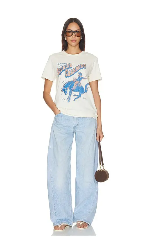 Junk Food Bucking Charming Tee In Beige