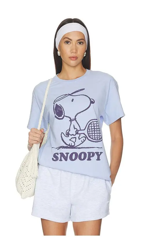 Junk Food Snoopy Tennis Tee In Baby Blue
