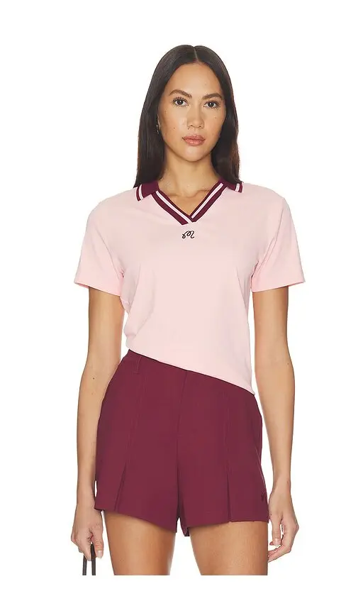 MALBON Carlota Polo Top In Rose - Rosy Touch