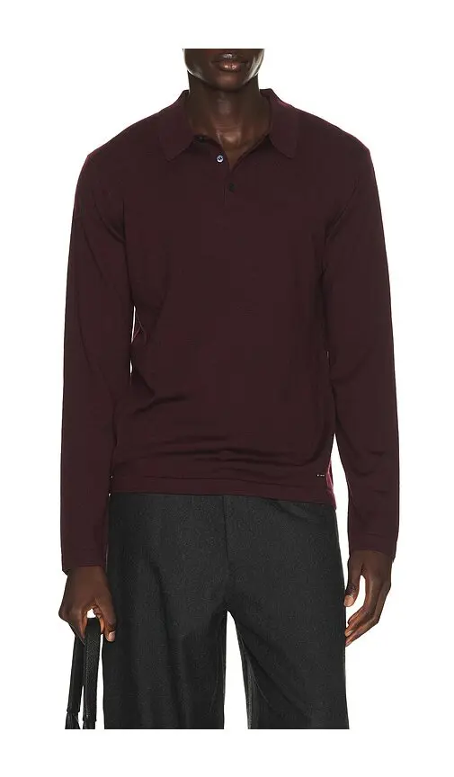Simkhai Reynolds Long Sleeve Polo In Red - Fig